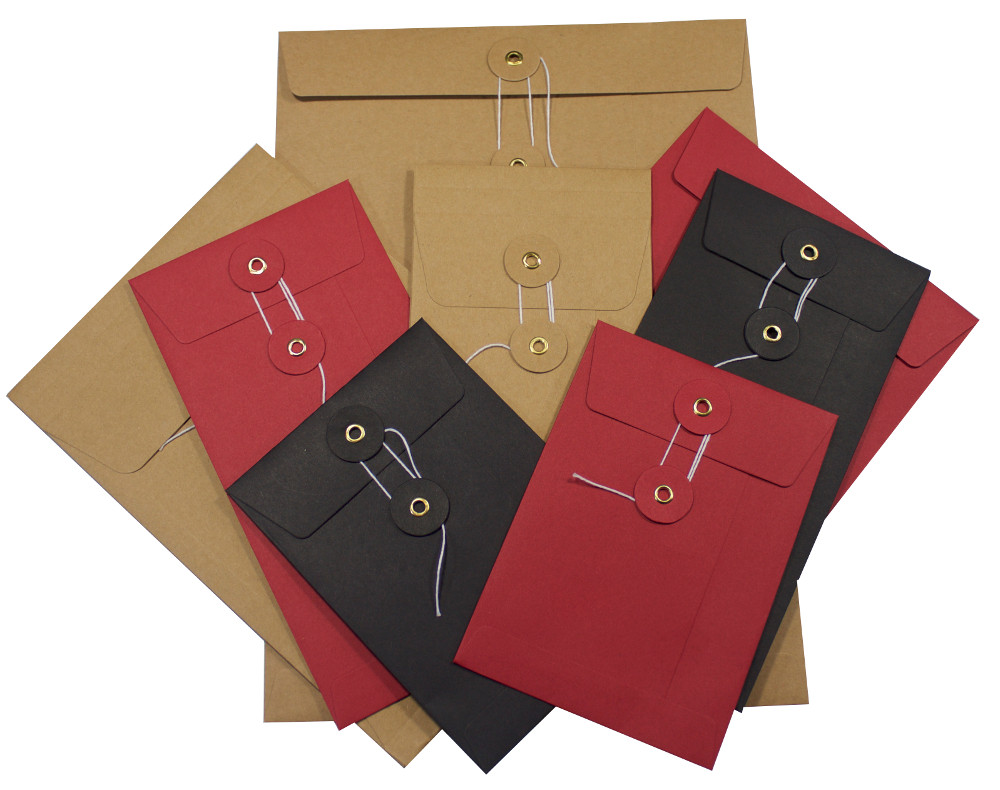 C4 Gusset String & Tie Envelopes | C4 A4 Size Button and String Envelopes | C6 A6 String and Tie ...