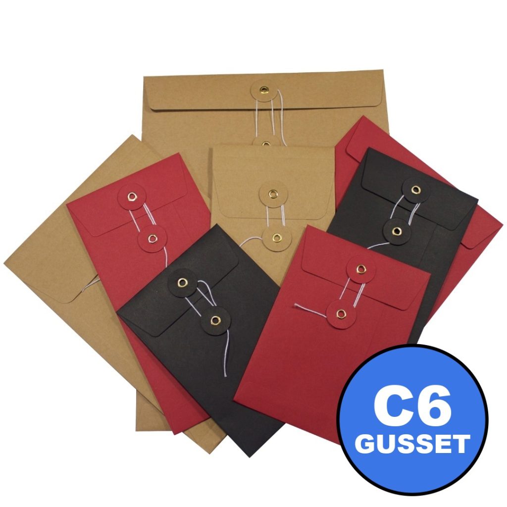 Gusset C6 Size String & Tie Envelopes | Small Button and String ...